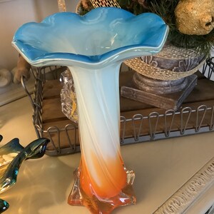 Gorgeous Vintage Murano Style Art Glass Vase, Encased Glass Collectible ...