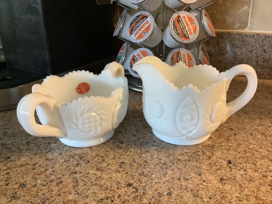 Vintage L. E. SMITH Glass Creamer and Sugar Bowl, LE Smith Glass ...
