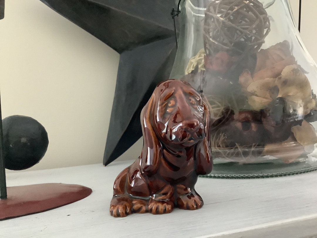 Hound Dog Figurine, Mid Century Porcelain Haeger USA Dog Figurine ...