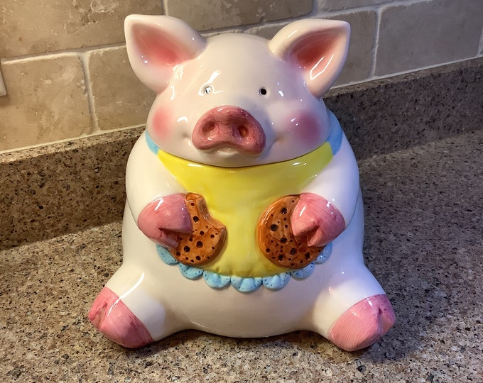 Vintage Russ Berrie Pink PIG Cookie Jar, Item No. 15158, Chocolate Chip ...