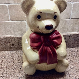 Vintage Pottery Poppy Trail Teddy Beau Bear Cookie Jar, Metlox Brand ...