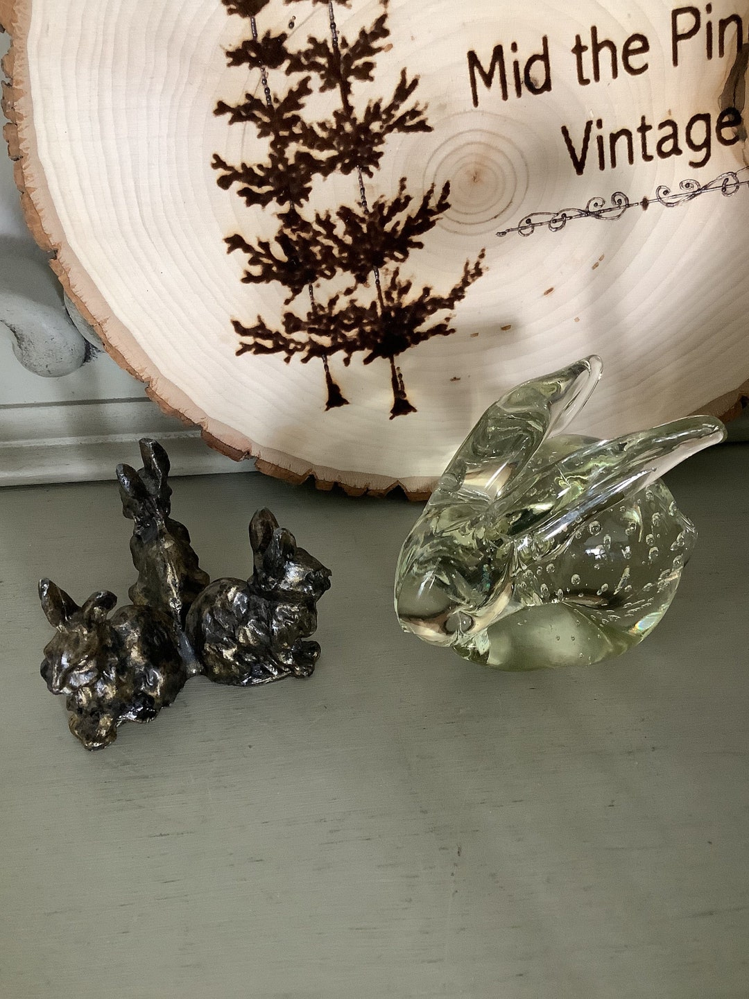 Easter Bunny Bundle, Hand Blown Glass Bunny Paperweight, Three Cast ...