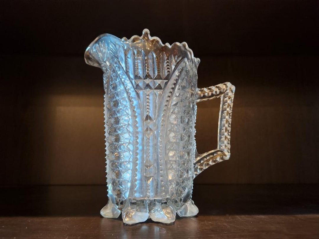 Vintage EAPG Pressed Glass Pitcher, Tall John B. Higbee Pressed Glass ...