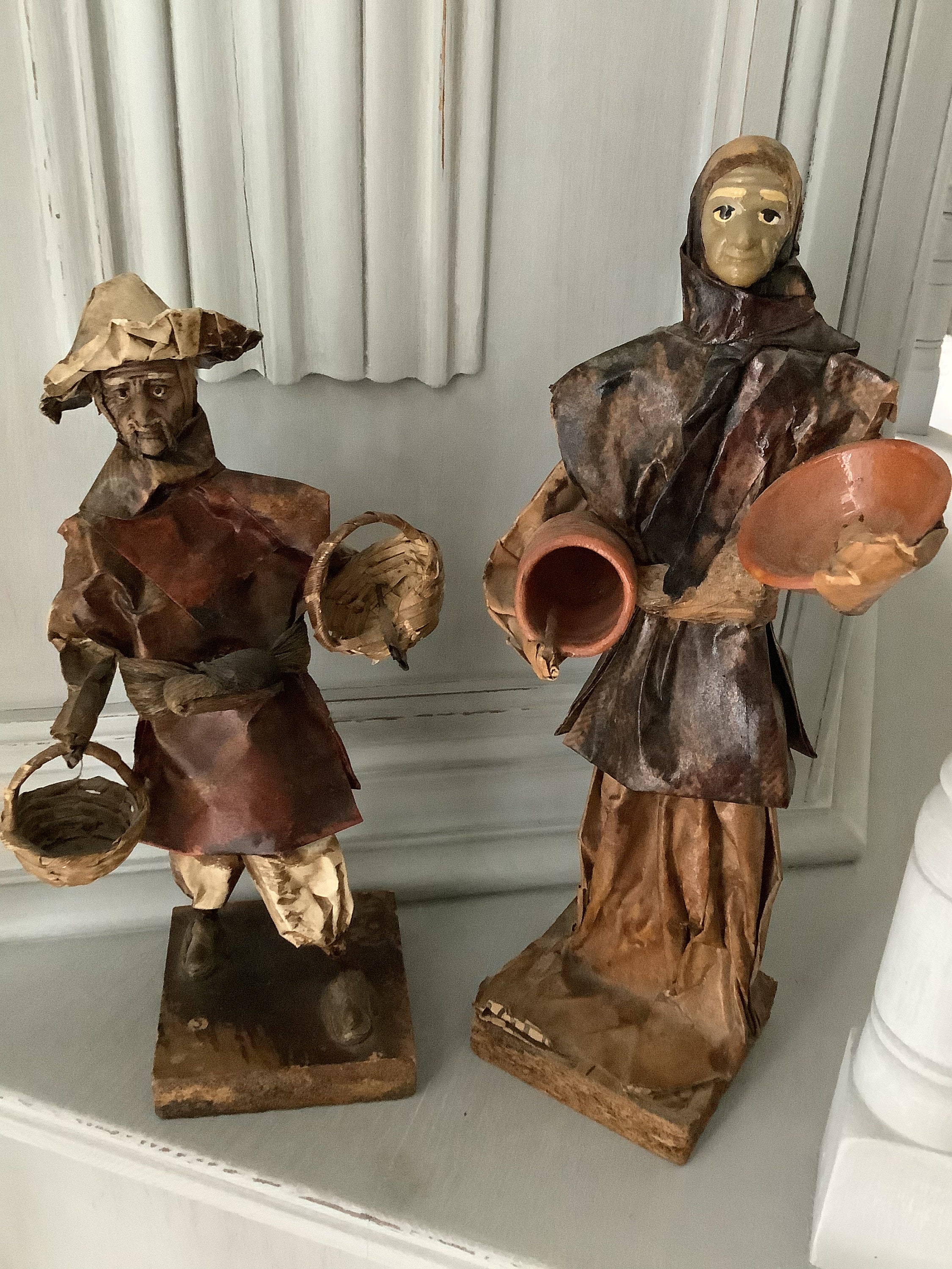 Mexican Folk Art Paper Mache Woman Holding Clay Pots and Man - Etsy