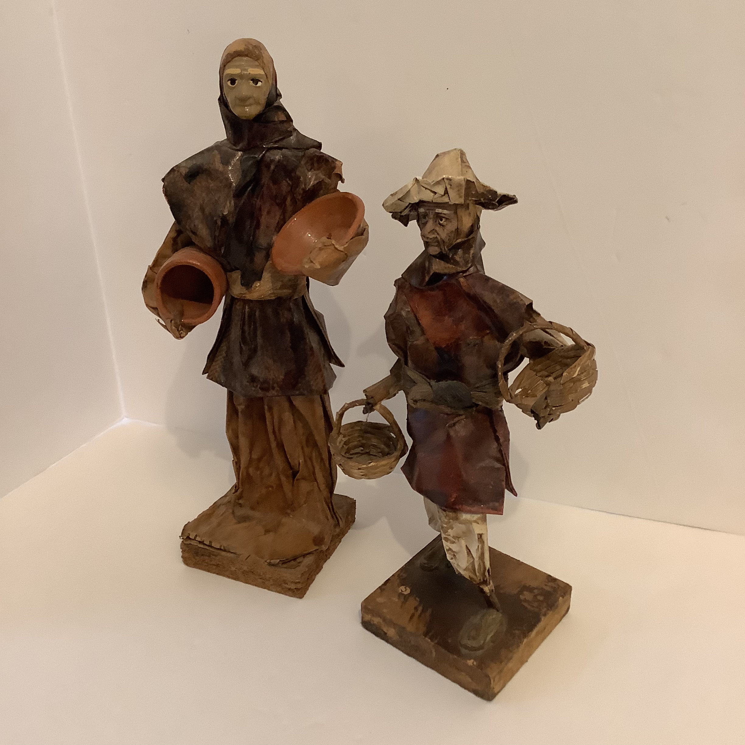 Mexican Folk Art Paper Mache Woman Holding Clay Pots and Man - Etsy