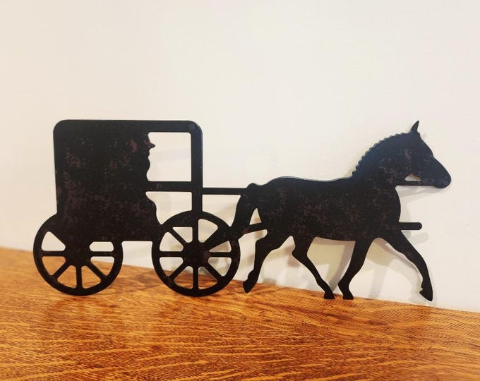 Vintage Horse & Buggy Metal Silhouette, Amish Horse and Buggy Wall ...