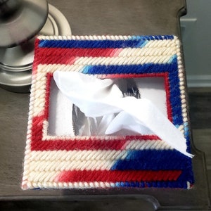 Red, White & Blue Tissue Covers (PAIR), Needlepoint Yarn Plastic US ...