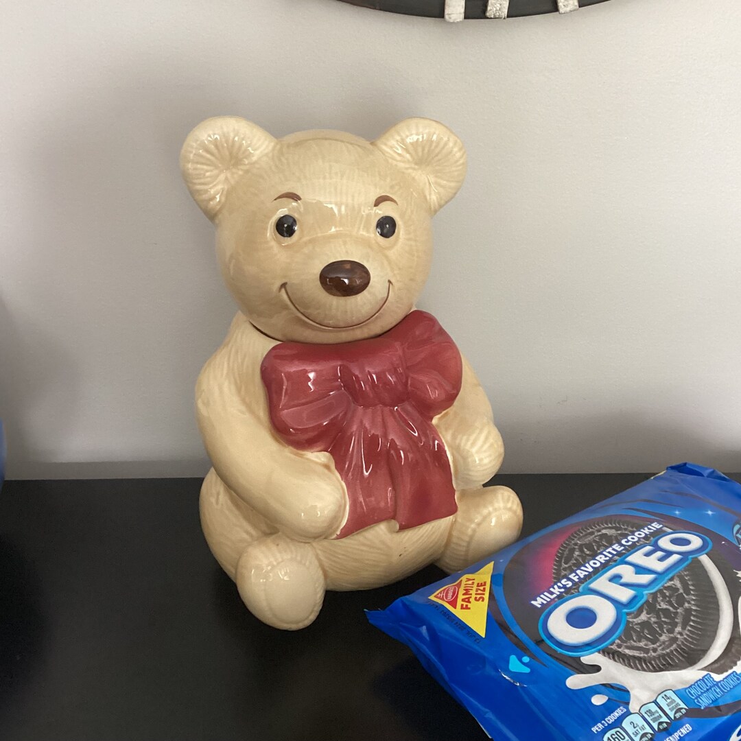 Vintage Pottery Poppy Trail Teddy Beau Bear Cookie Jar, Metlox Brand ...