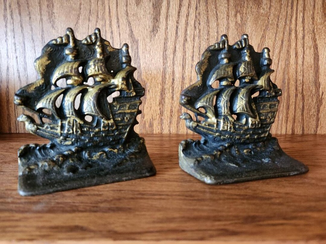 Solid Bronze Ship Bookends, Nautical Bronze Bookends, Rare Bronze Sail ...