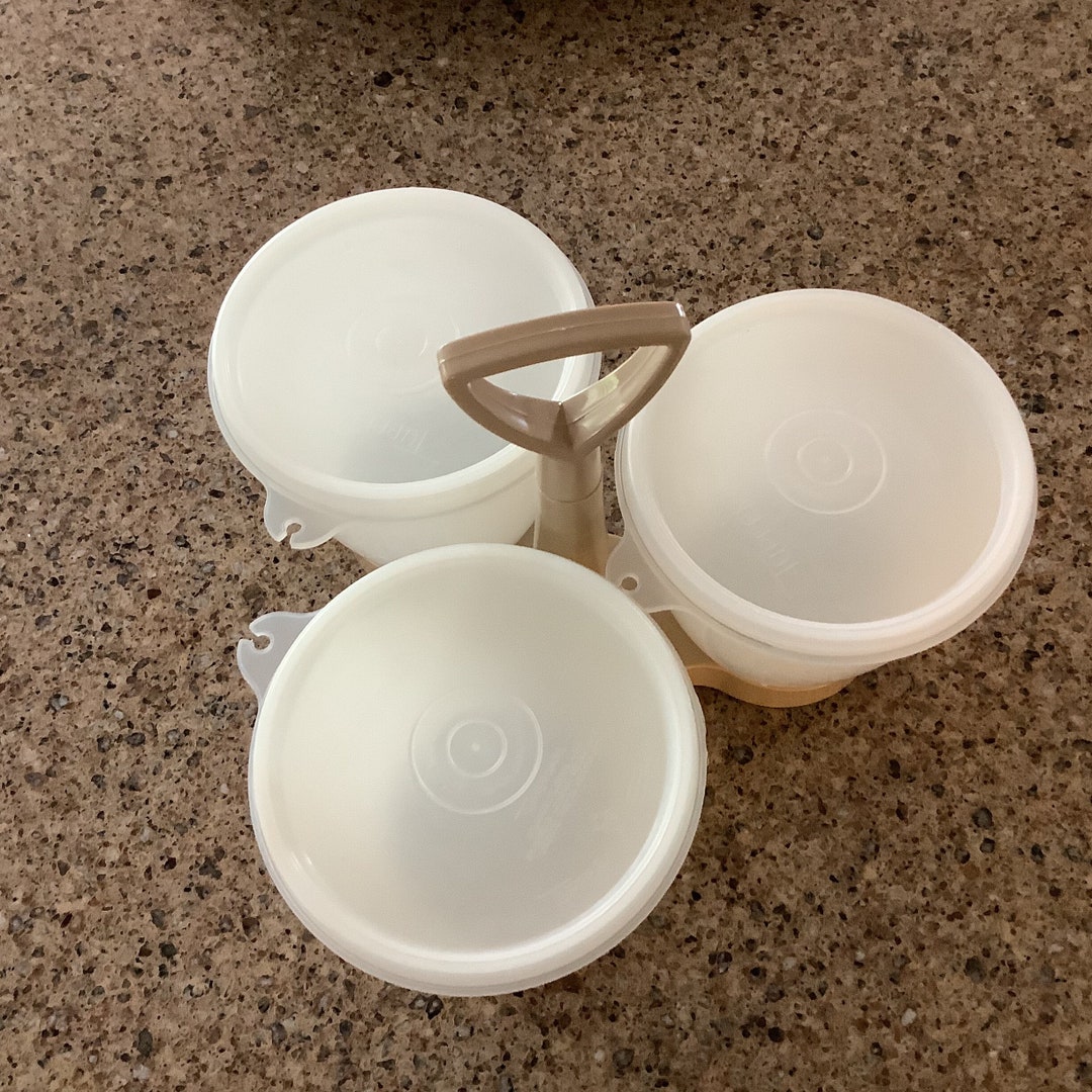Vintage TUPPERWARE Condiment Keeper Caddy Server, Set of 3 Condiment ...