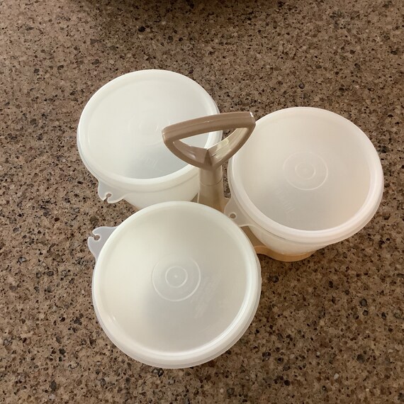 Vintage TUPPERWARE Condiment Keeper Caddy Server Set of 3 - Etsy