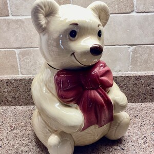 Vintage Pottery Poppy Trail Teddy Beau Bear Cookie Jar, Metlox Brand ...