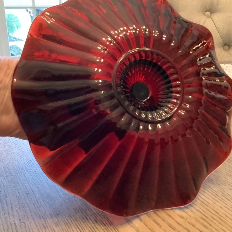 Beautiful Vintage Ruby Red Candy/nut Dish With Center Handle - Etsy
