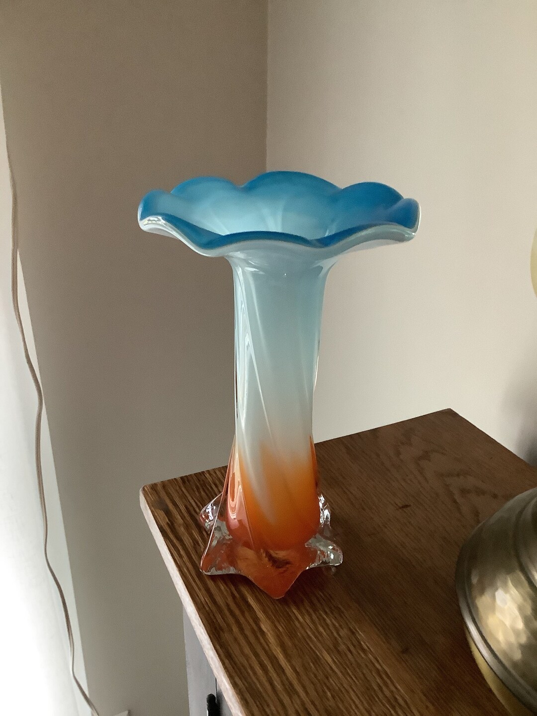 Gorgeous Vintage Murano Style Art Glass Vase, Encased Glass Collectible ...