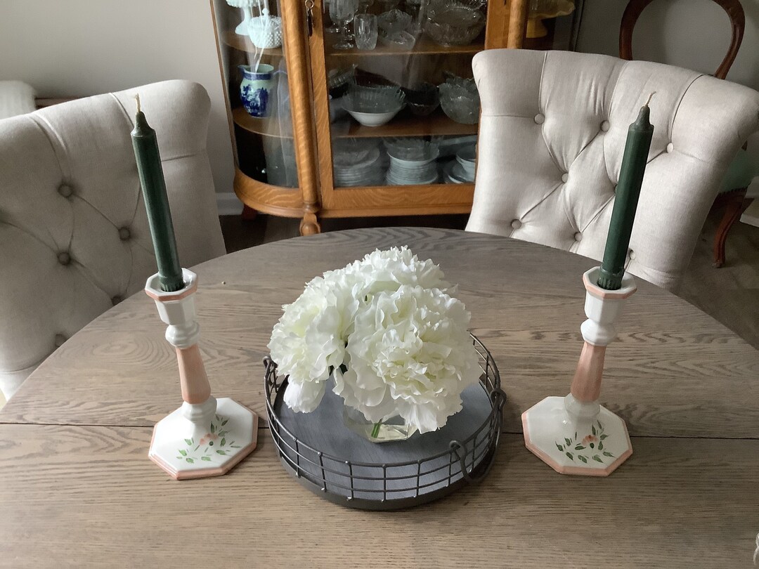 Vintage Fenton Candlestick Holders, Hand Painted Italian Candlesticks ...