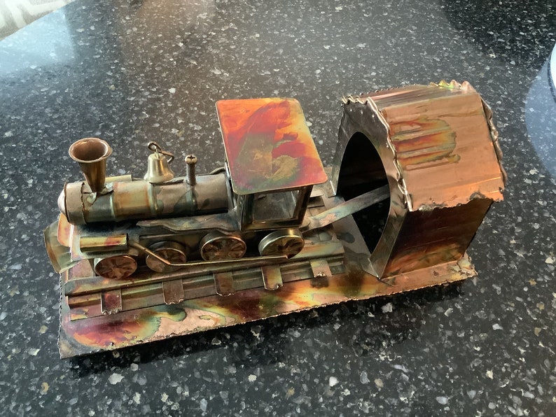 Vintage Berkeley Designs Copper Music Box Train on Track - Etsy