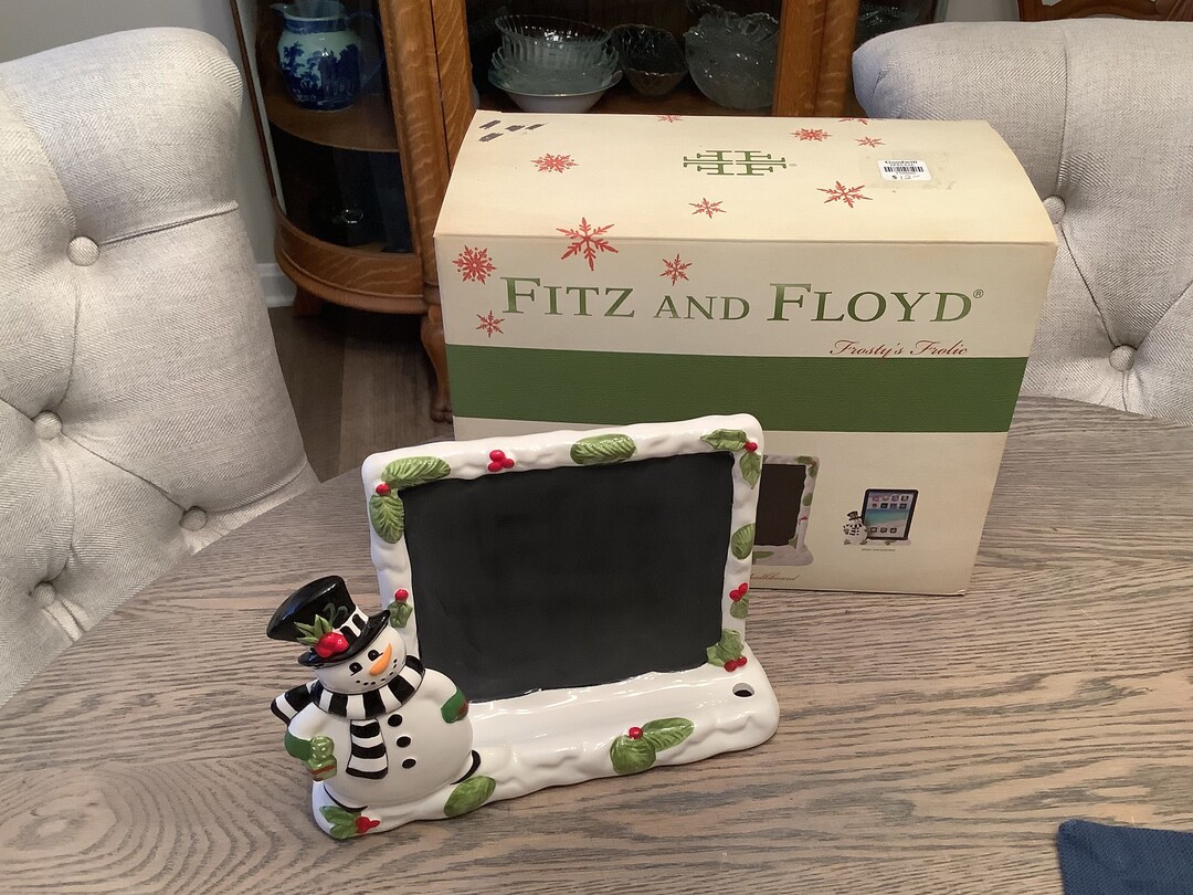 Vintage Fitz & Floyd FROSTY’S Frolic Tablet Holder, Black Board Message ...
