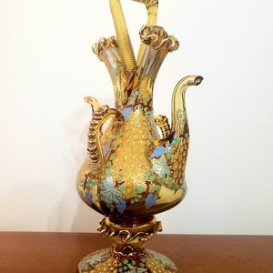Vintage Moser Double Sprout Oil & Vinegar Cruet, Hand-painted Circra ...