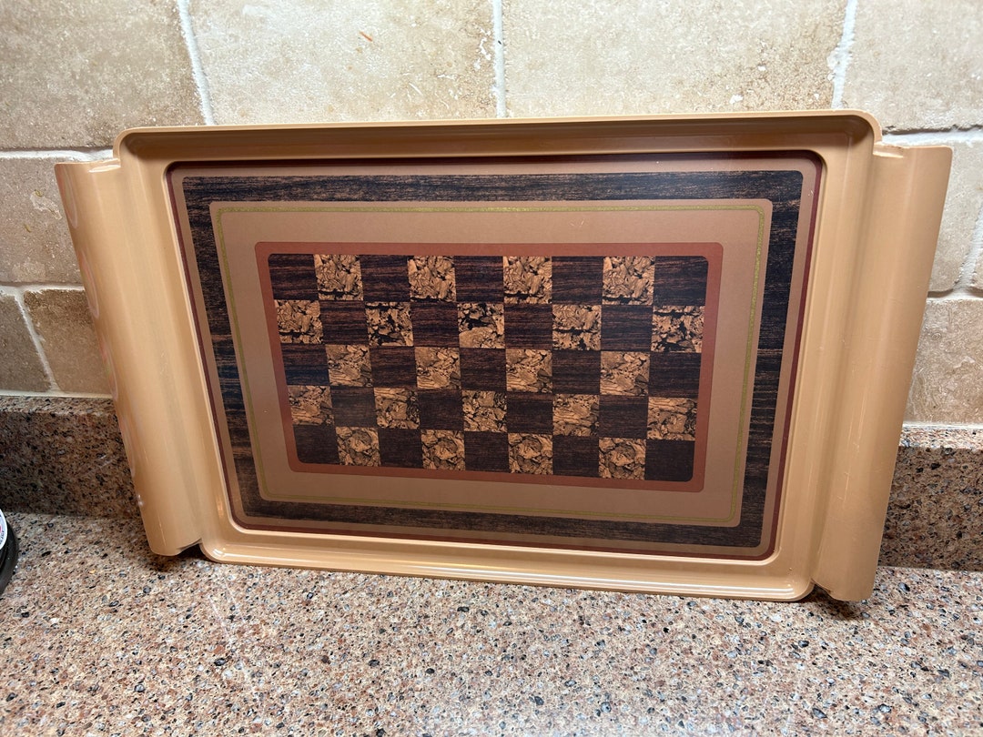 Vintage Checkerboard Tray by Brookpark, 1516 Melamine Tray With Side ...