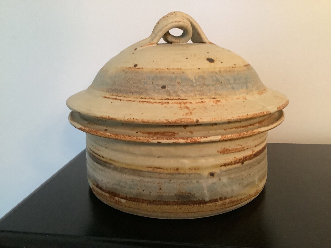 Beautiful Vintage Hand Thrown Pottery, Large Pottery Lidded Pot, Signed ...