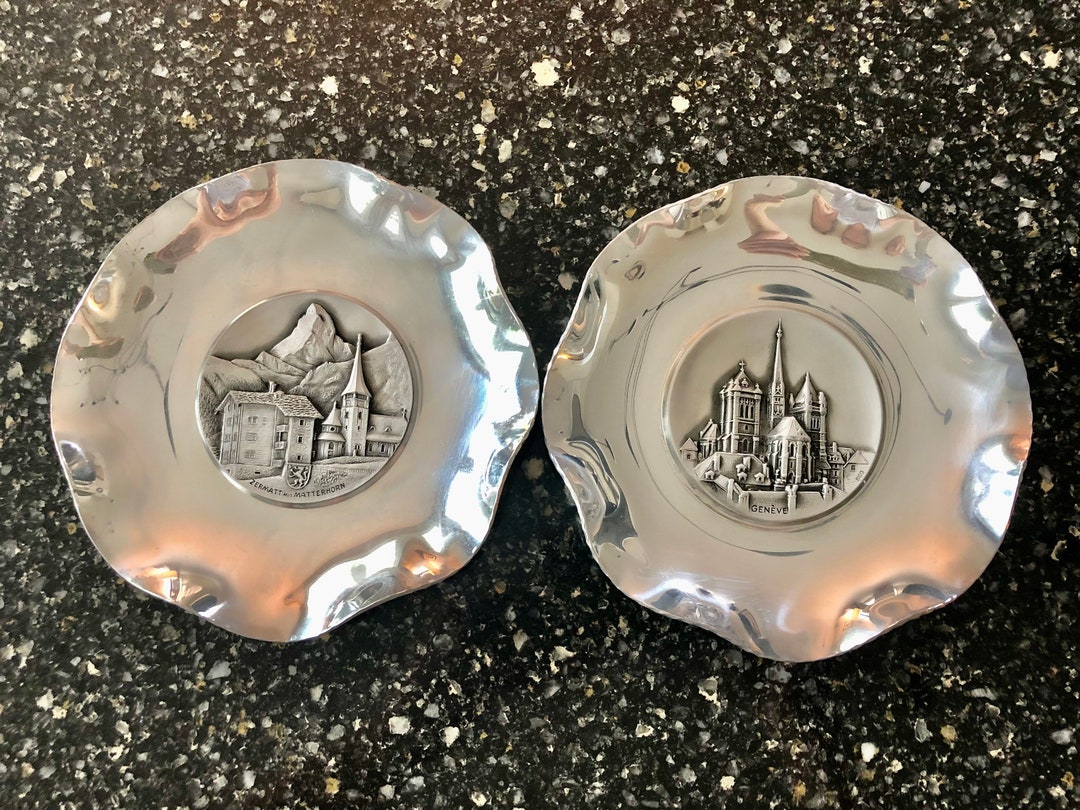 Vintage Swiss SIGG Metal Plate Geneva St Peter Cathedral Pierre Church ...