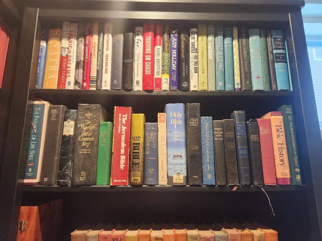 Vintage Bibles, Christian Book Collection, Religious Bookshelf Lot ...