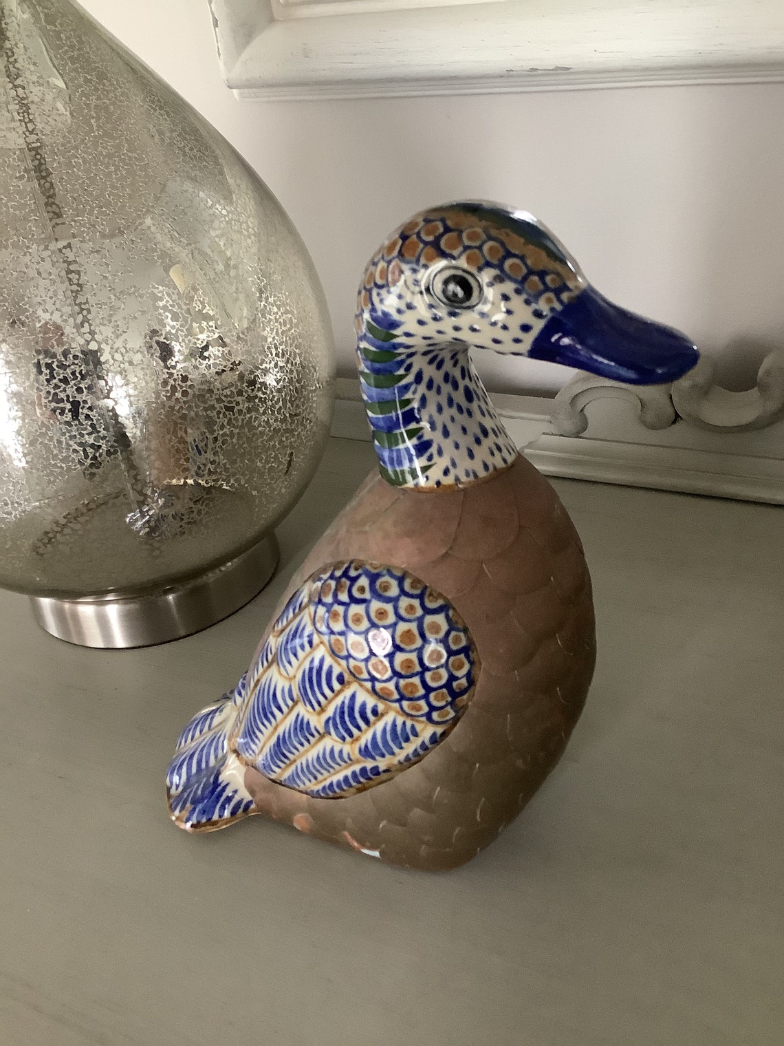 Vintage Mexican Art Brass and Ceramic Duck Figure/ Hand - Etsy