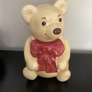 Vintage Pottery Poppy Trail Teddy Beau Bear Cookie Jar, Metlox Brand ...