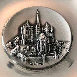 Vintage Swiss SIGG Metal Plate Geneva St Peter Cathedral Pierre Church ...