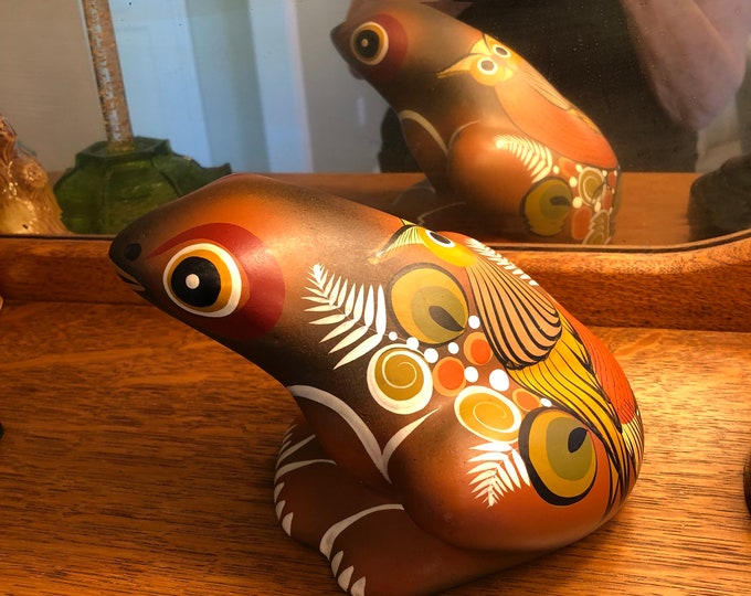 Vintage Tonala Mexican FROG, Hand Painted Ceramic Mexican Elias Regin ...