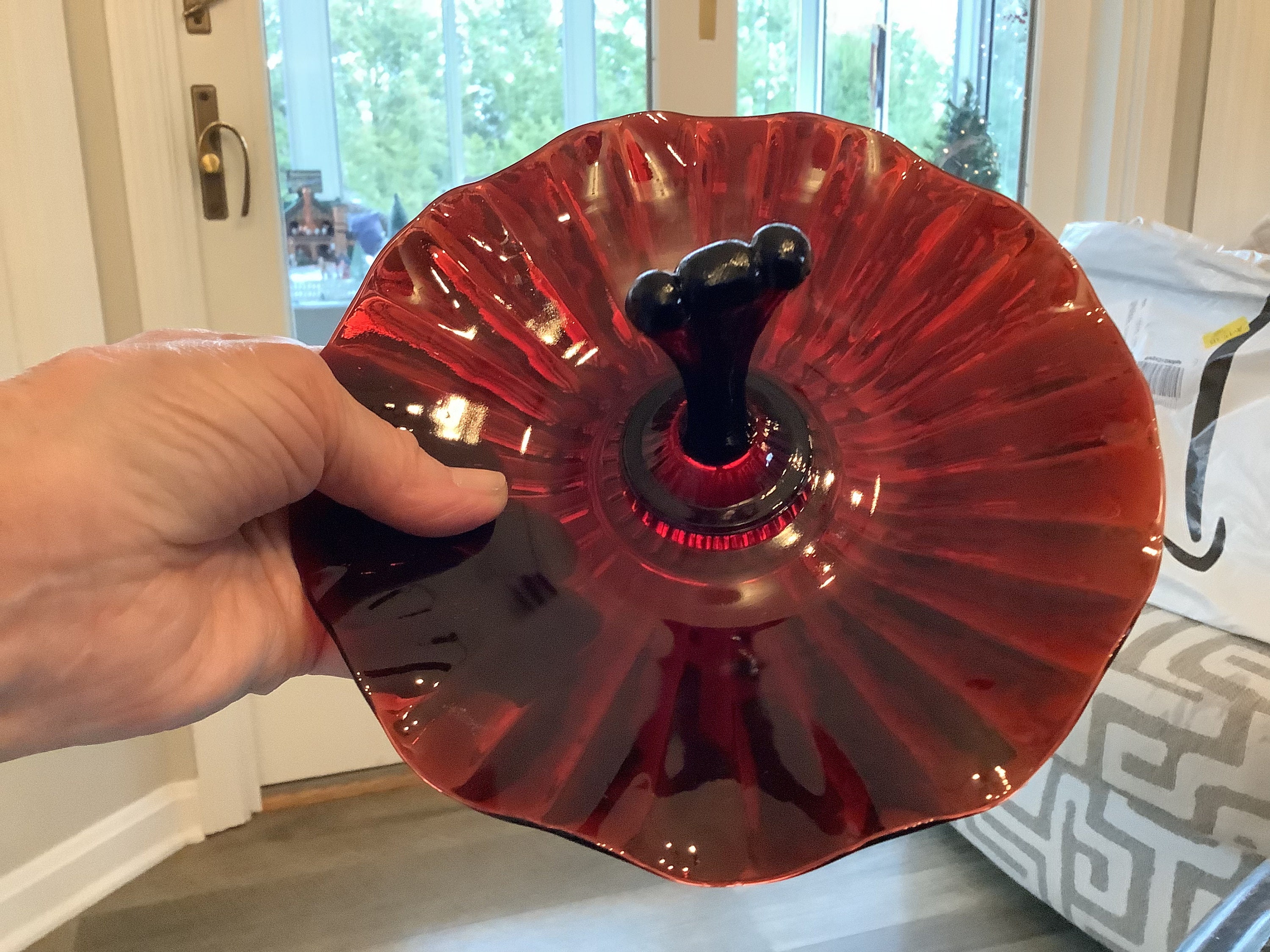 Beautiful Vintage Ruby Red Candy/nut Dish With Center Handle - Etsy