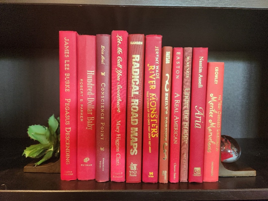 Red Books for Home Decor, Bundle of Decorative Red Books, Maximalist ...