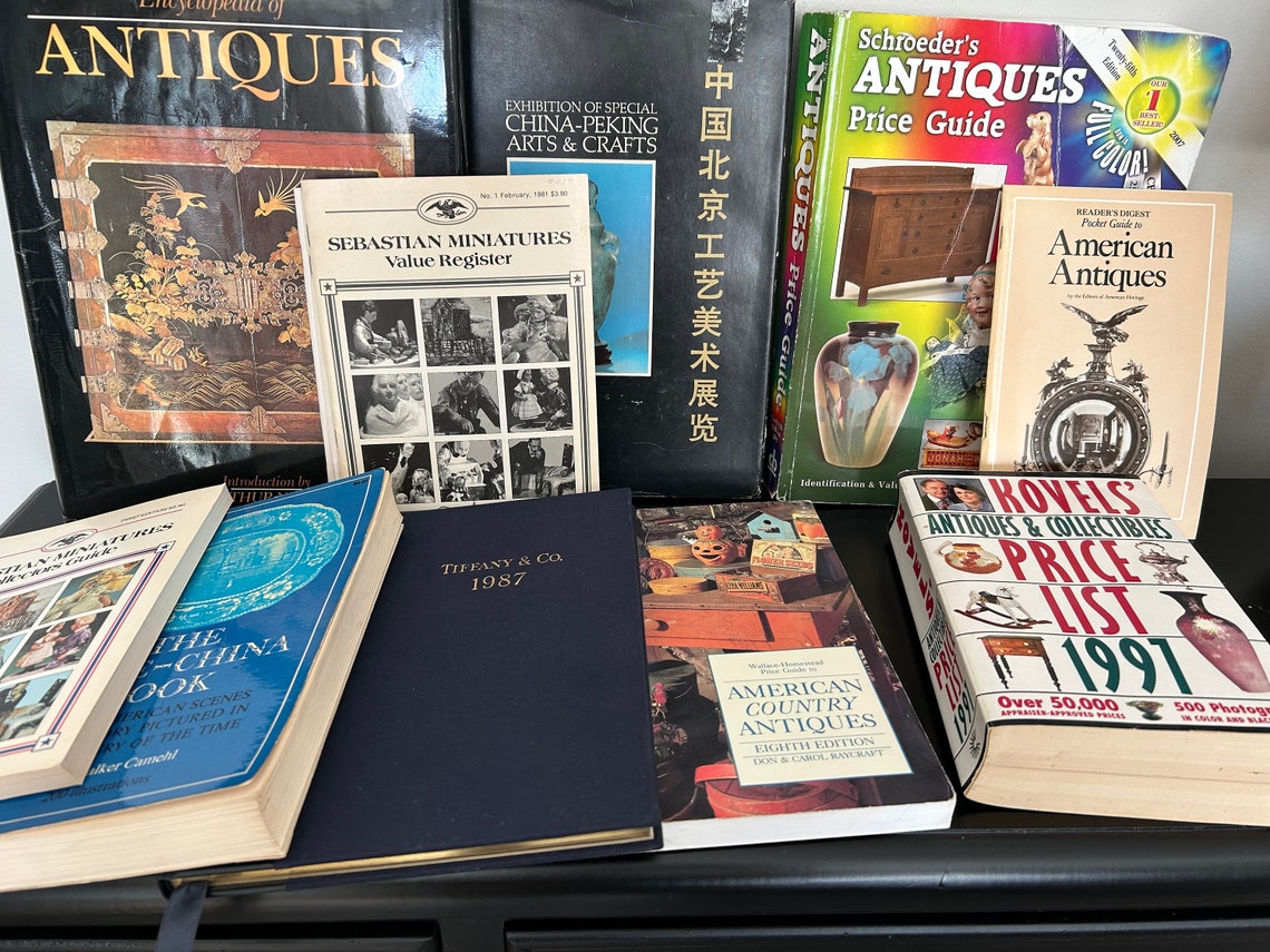 Vintage Lot of Antique Books, Antique Guides, Tiffany & Co. 1986 ...