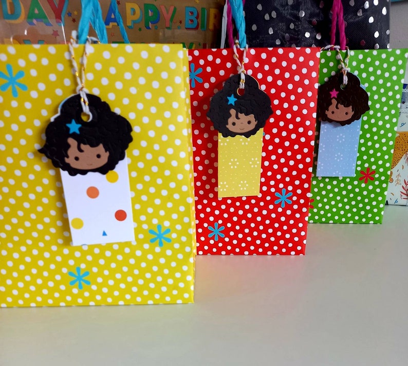 AFRO PUFF TAG Kids Gift Tags Afro Hair Girl Cute Brown Girl Gift Tags ...