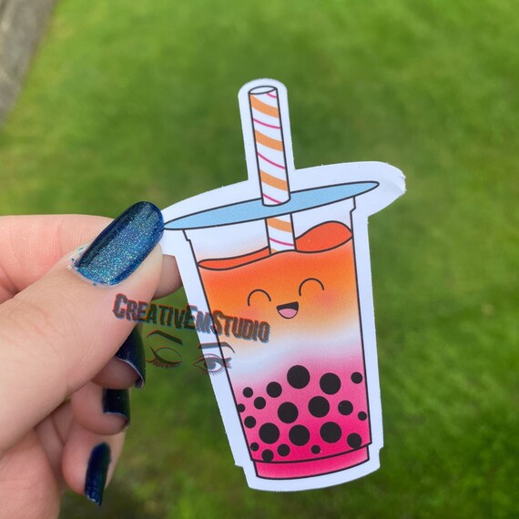 Lesbian Pride Flag Inspired Boba Tea Sticker LGBTQA Pride | Etsy