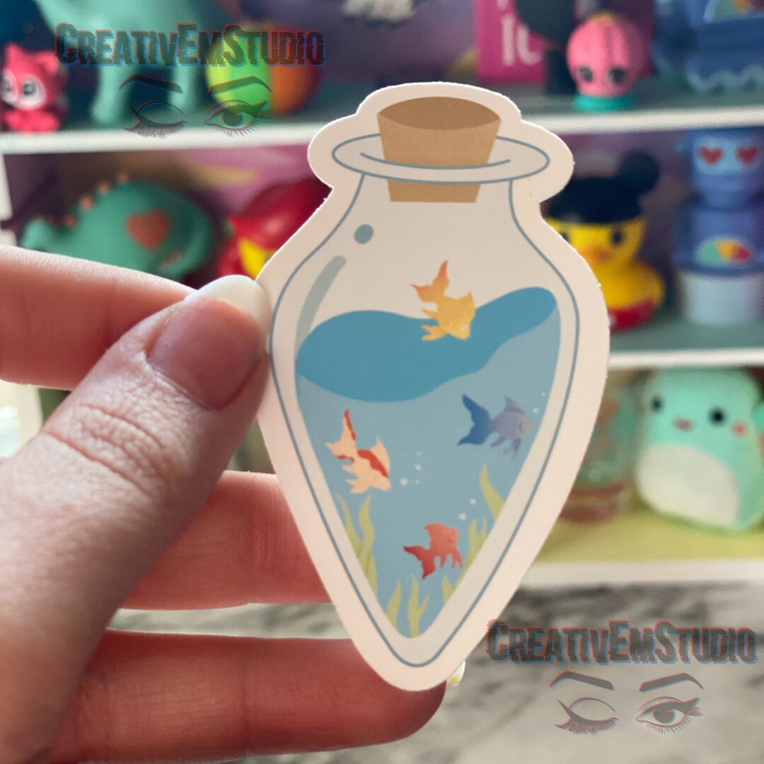 Fish Potion Sticker | Potion Bottle | Fish in Water | Fish Sticker | - Etsy