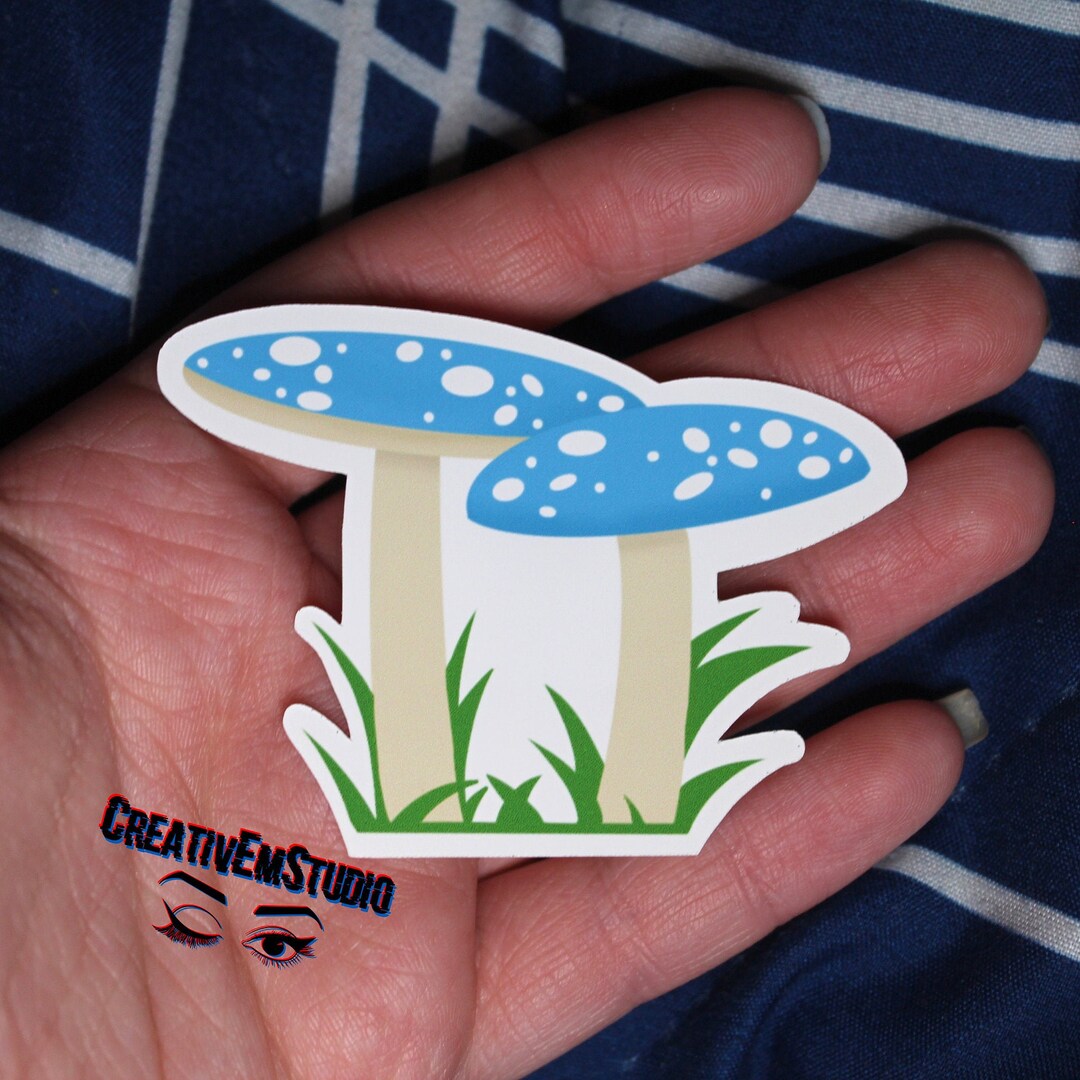Blue Mushroom Sticker Mushroom Sticker Blue Nature - Etsy