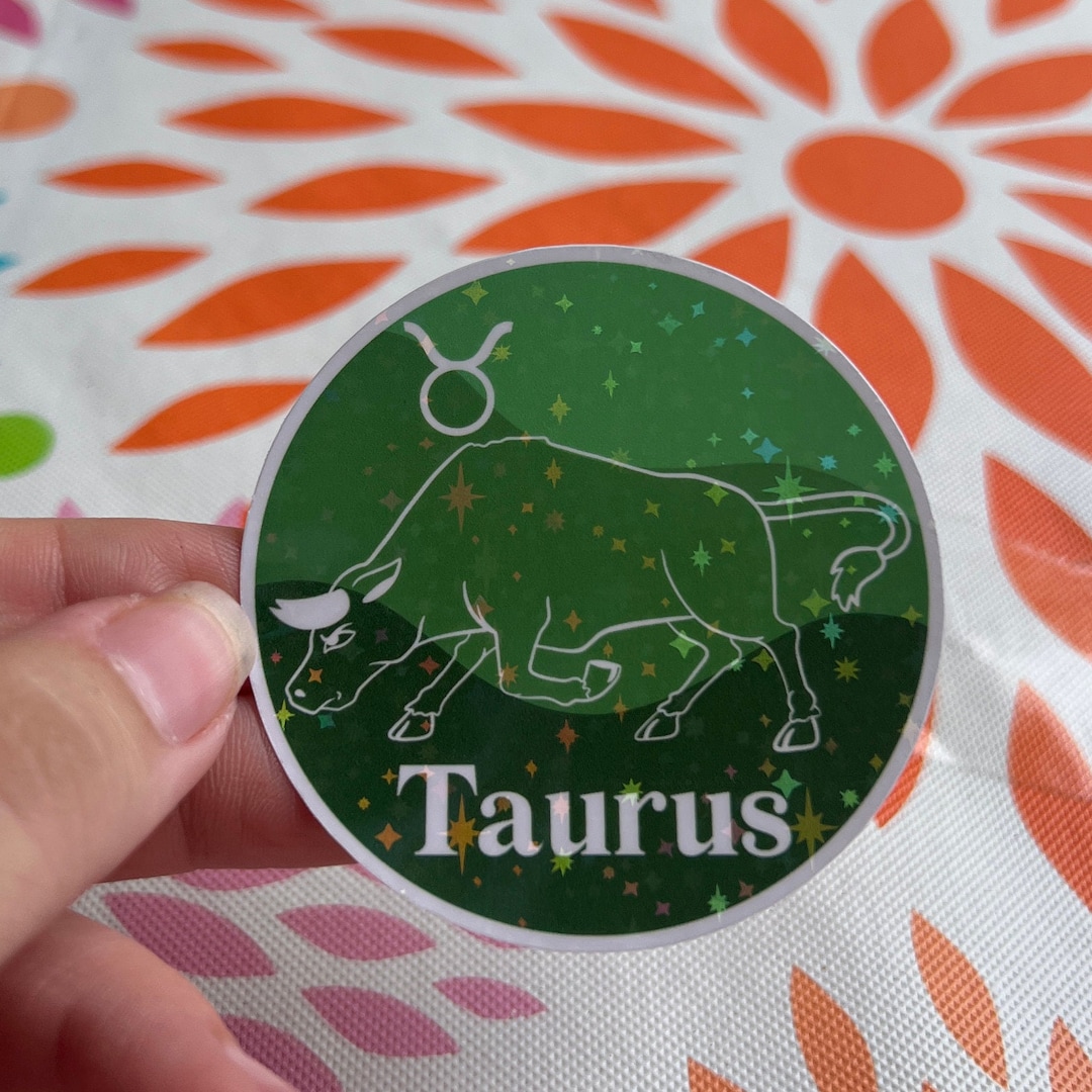 Taurus Zodiac Sticker Glitter Sticker Waterproof Sticker - Etsy