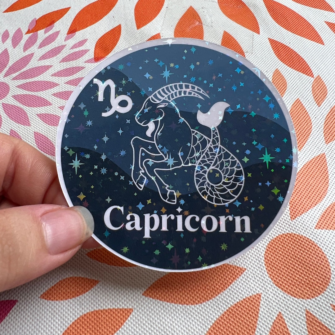 Capricorn Zodiac Sticker Glitter Sticker Waterproof Sticker Capricorn ...