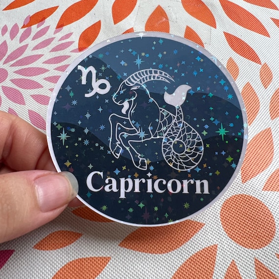 Capricorn Zodiac Sticker Glitter Sticker Waterproof - Etsy