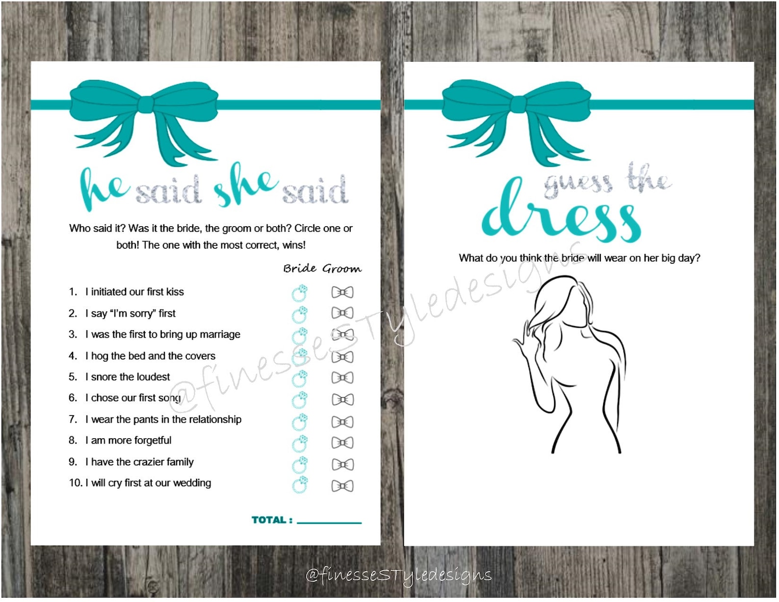 Breakfast at Tiffany's Bridal Shower Games Bundle, Elegant Teal Blue ...