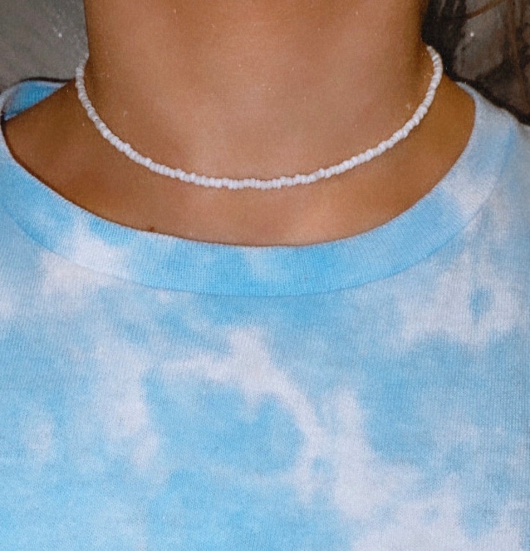 White Seed Bead VSCO Choker Necklace - Etsy