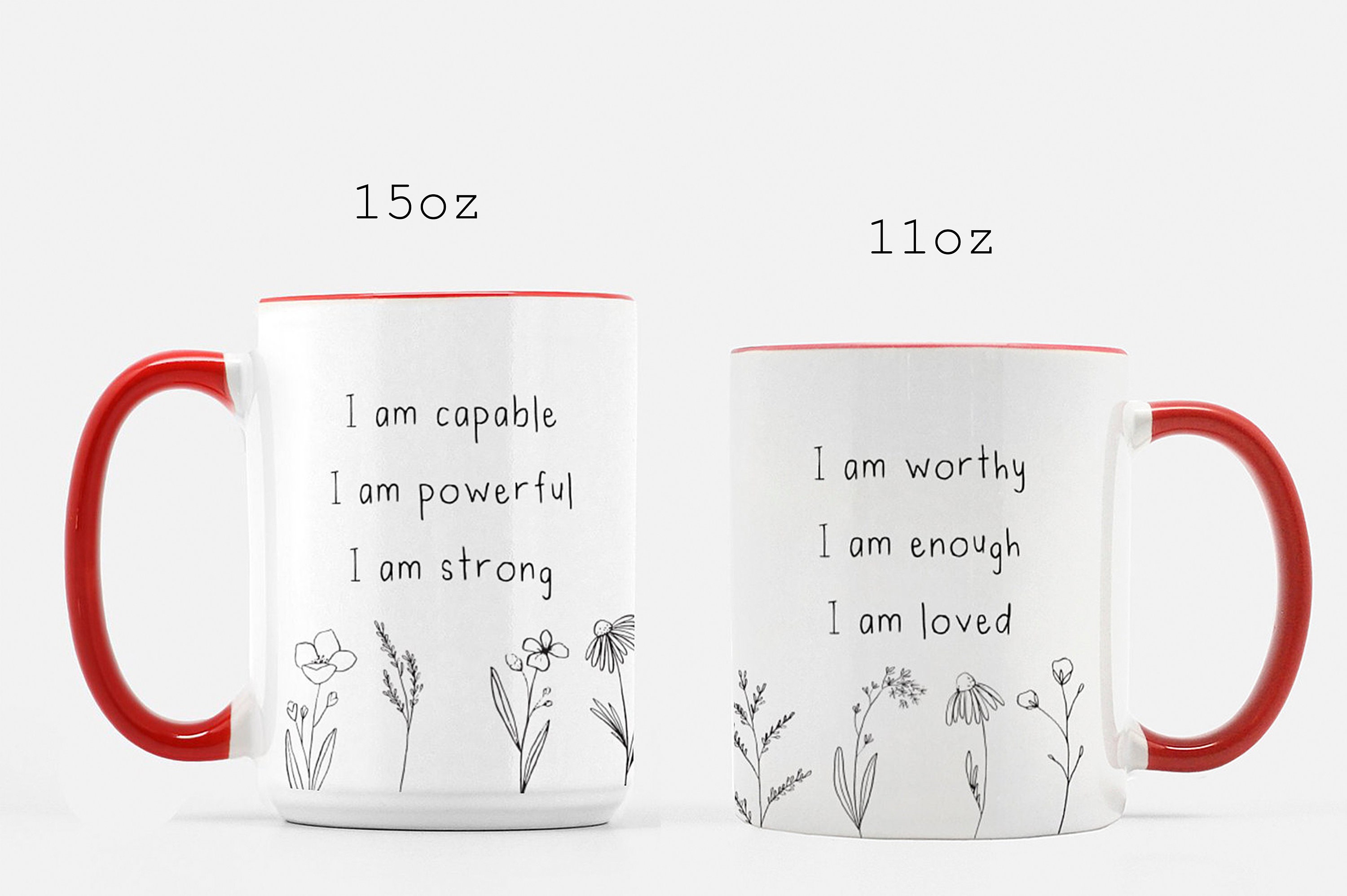 Self Affirmation Mug I Am Capable Powerful Strong Worthy Etsy