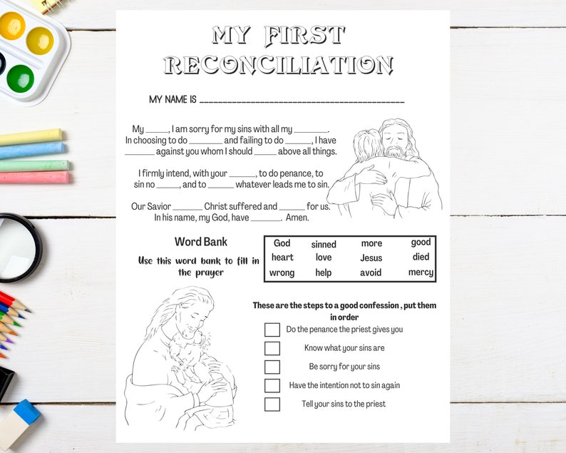 My First Reconciliation Coloring Page: Catholic Kids Activity (PDF) - Etsy