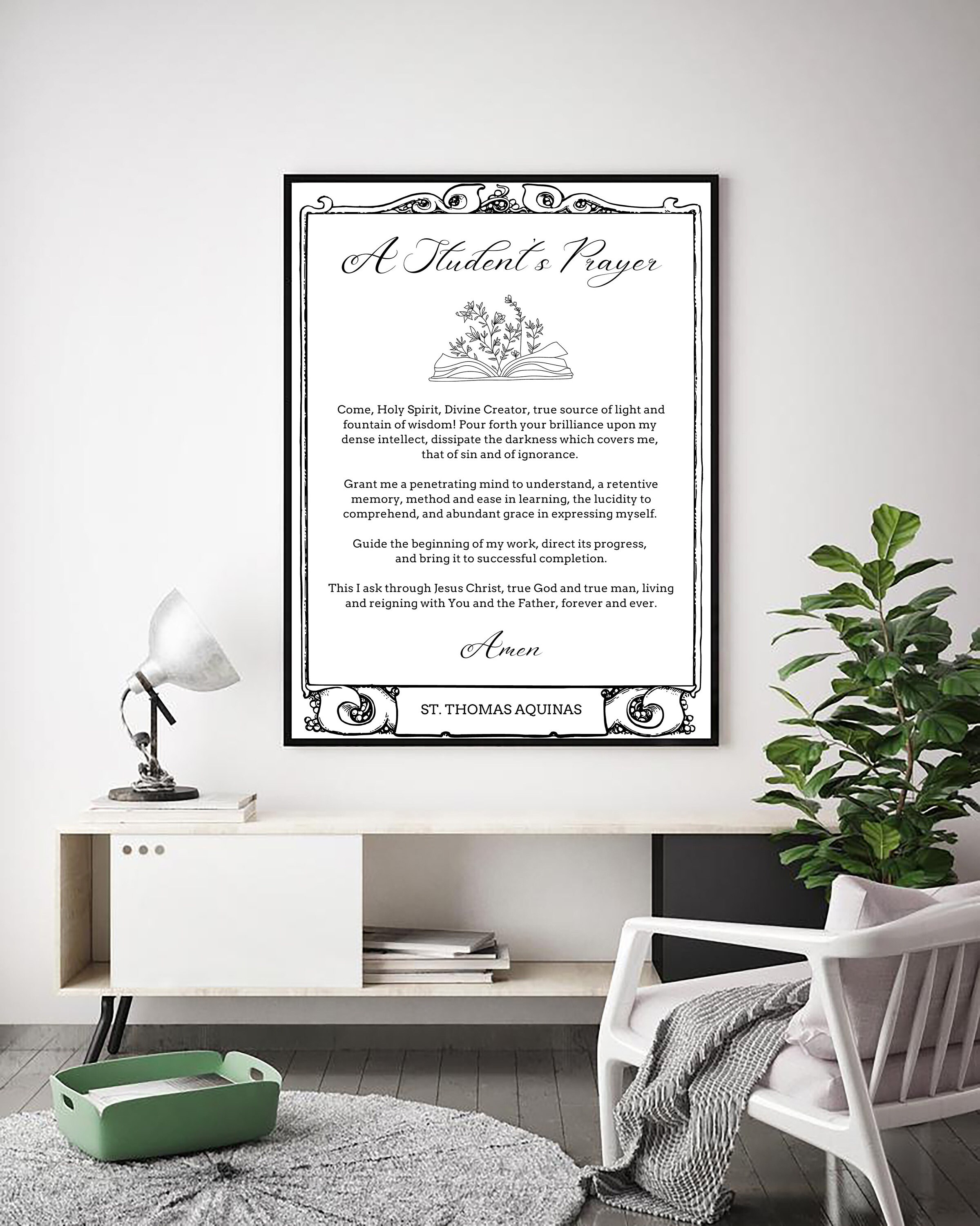 A Student's Prayer Printable 5x7, St. Thomas Aquinas Prayer Digital Art ...