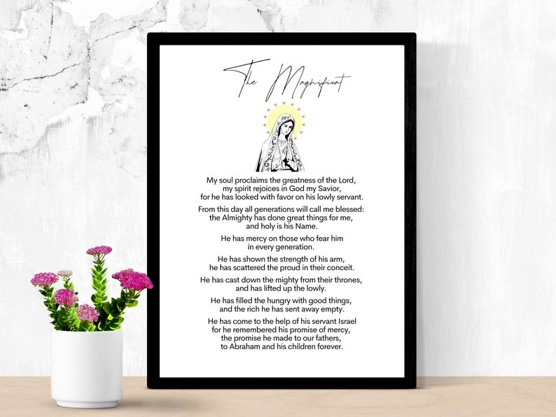 The Magnificat Song of Mary Printable, Virgin Mary Prayer Art Print ...