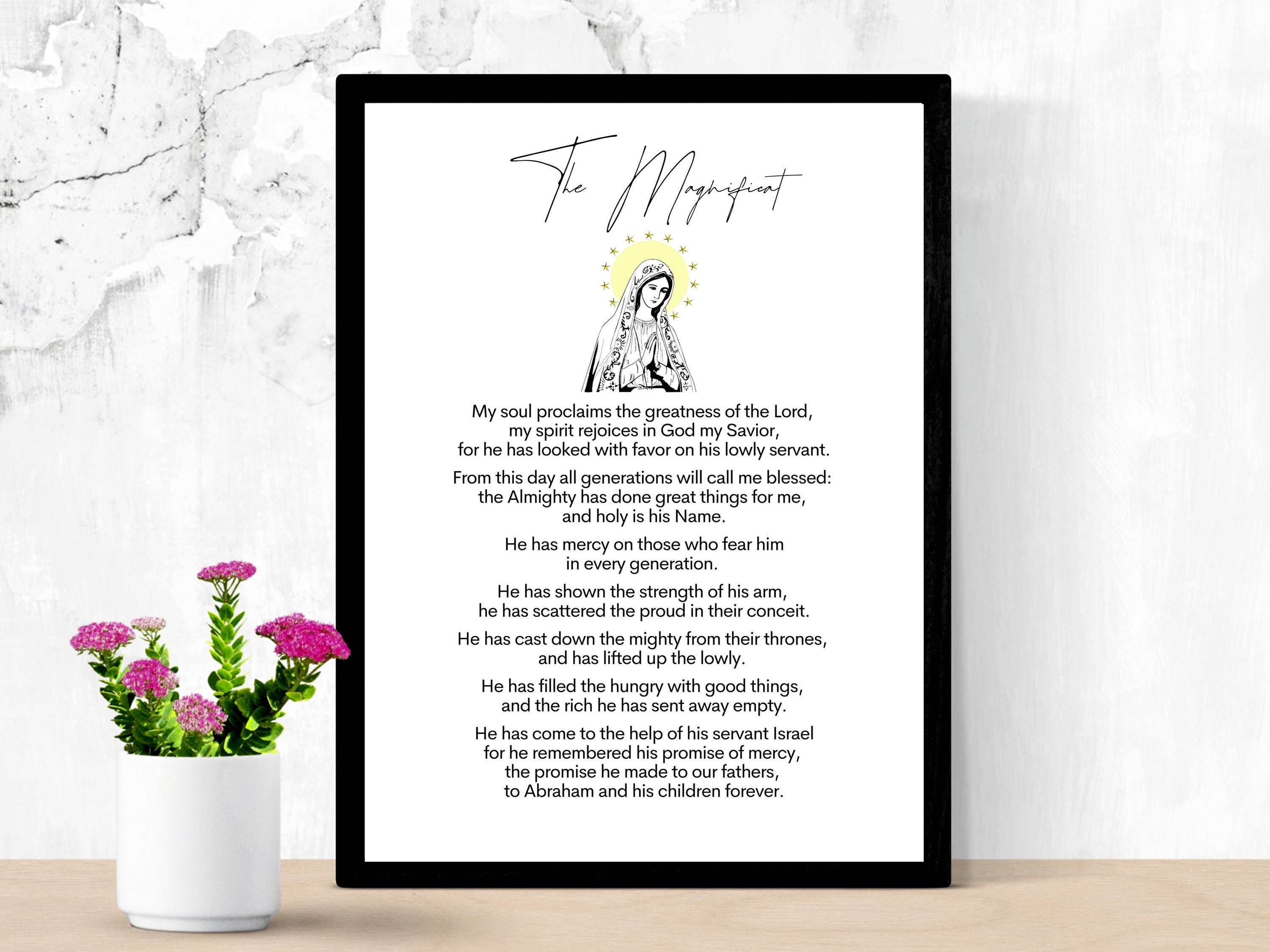 The Magnificat Song of Mary Printable, Virgin Mary Prayer Art Print ...