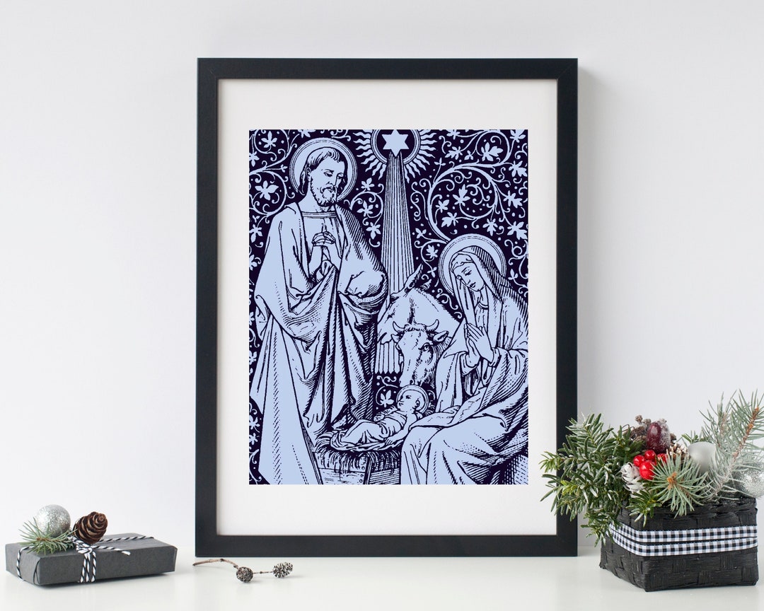Vintage Nativity Escene Poster, Holy Family Physical Print, Holy Family ...