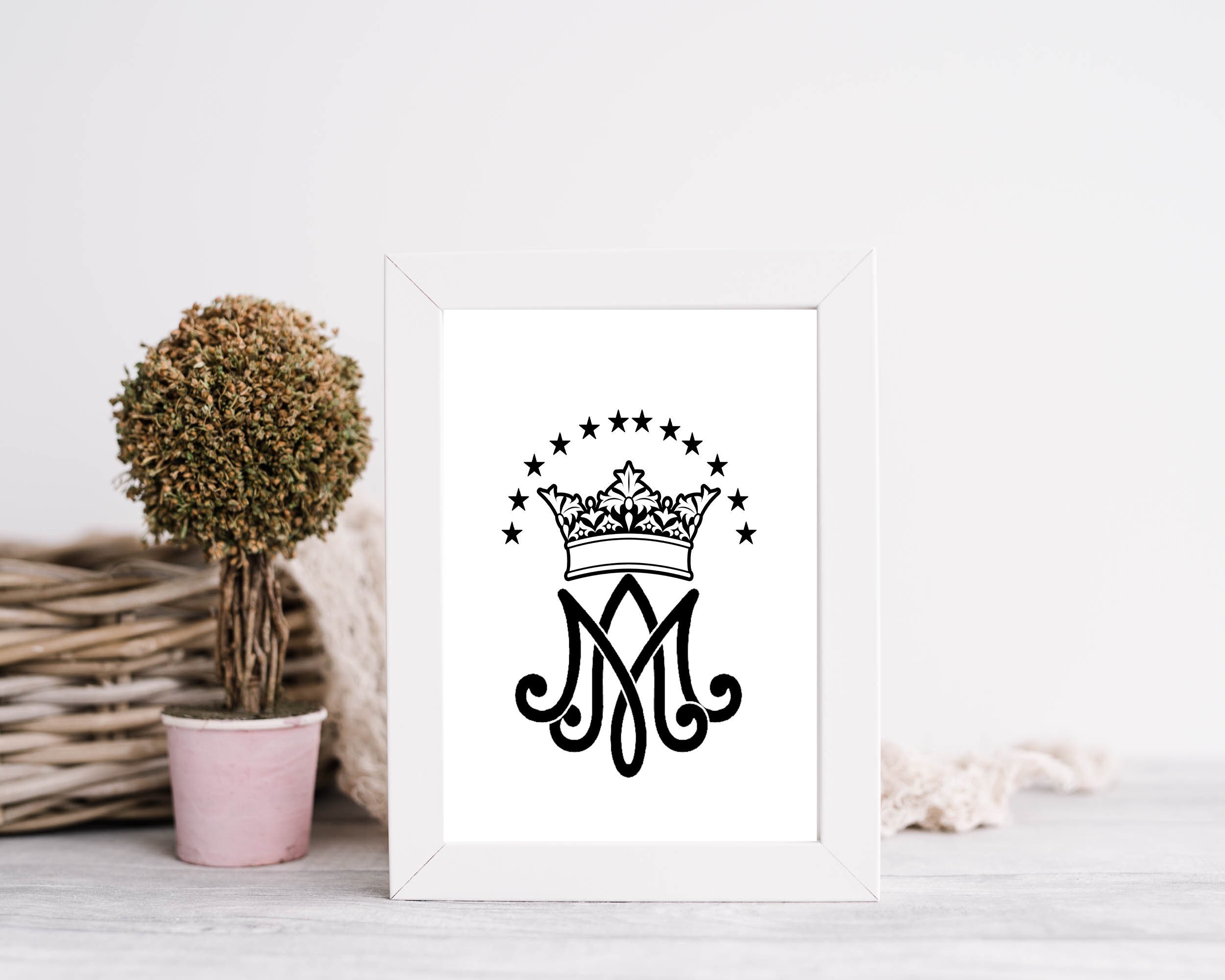 Auspice Maria Art Print 5x7 Catholic Wall Art Marian Symbol - Etsy