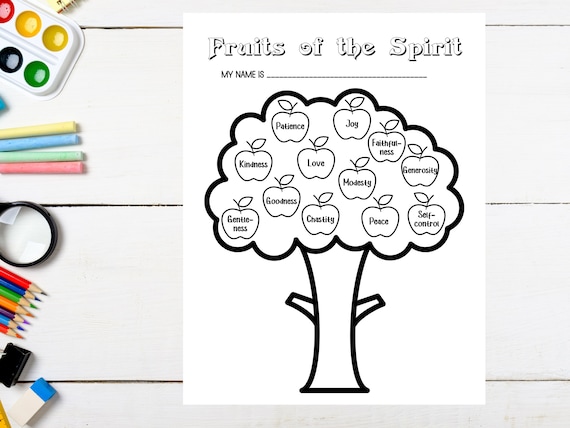 The Fruits of the Spirit Coloring Page for Kids Catholic - Etsy